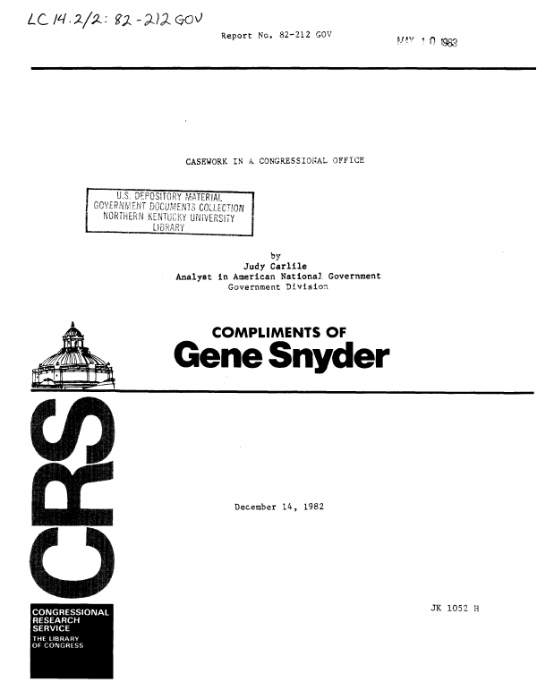Casework in a Congressional Office - EveryCRSReport.com