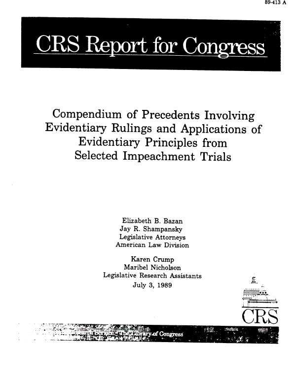 Compendium of Precedents Involving Evidentiary Rulings and Applications ...