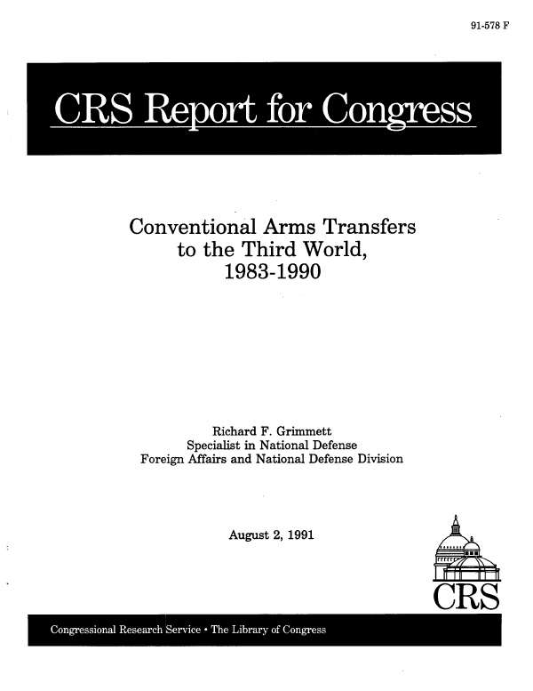 Conventional Arms Transfers to the Third World, 1983-1990 ...