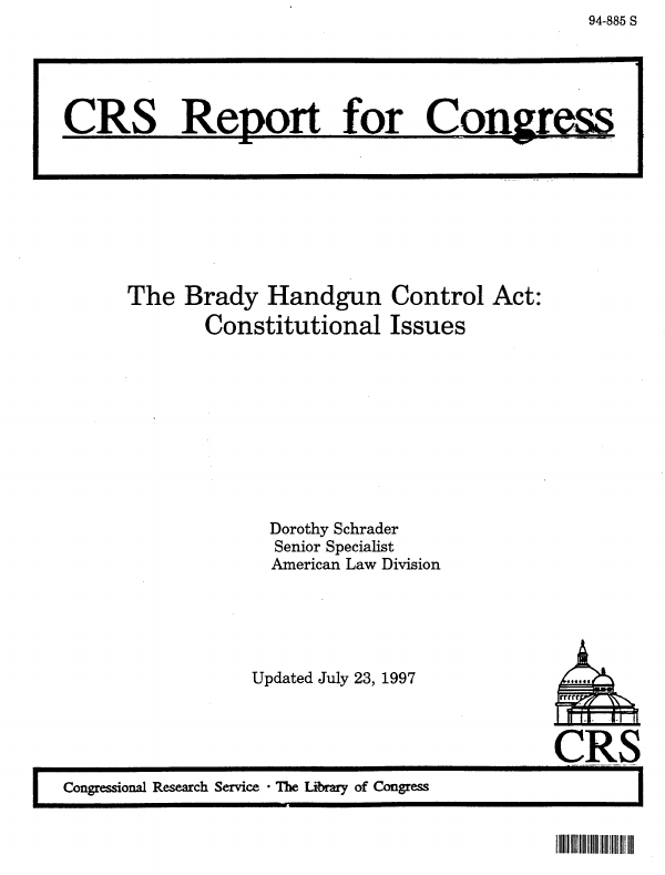 The Brady Handgun Control Act: Constitutional Issues - EveryCRSReport.com