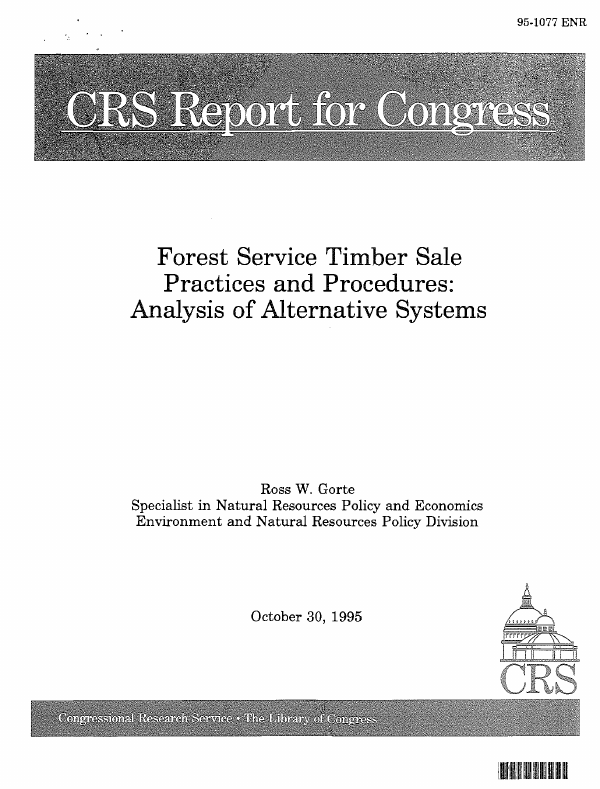 Forest Service Timber Sale Practices and Procedures: Analysis of ...