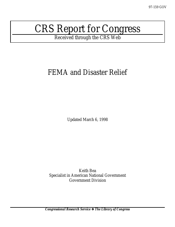 FEMA and Disaster Relief - EveryCRSReport.com
