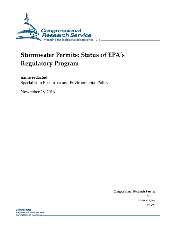 Stormwater Permits: Status of EPA’s Regulatory Program - EveryCRSReport.com