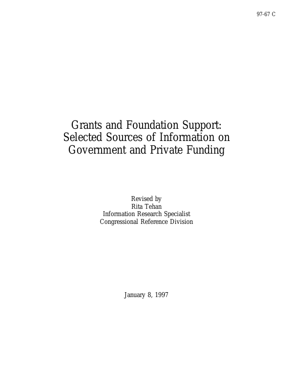 Grants and Foundation Support: Selected Sources of Information on ...