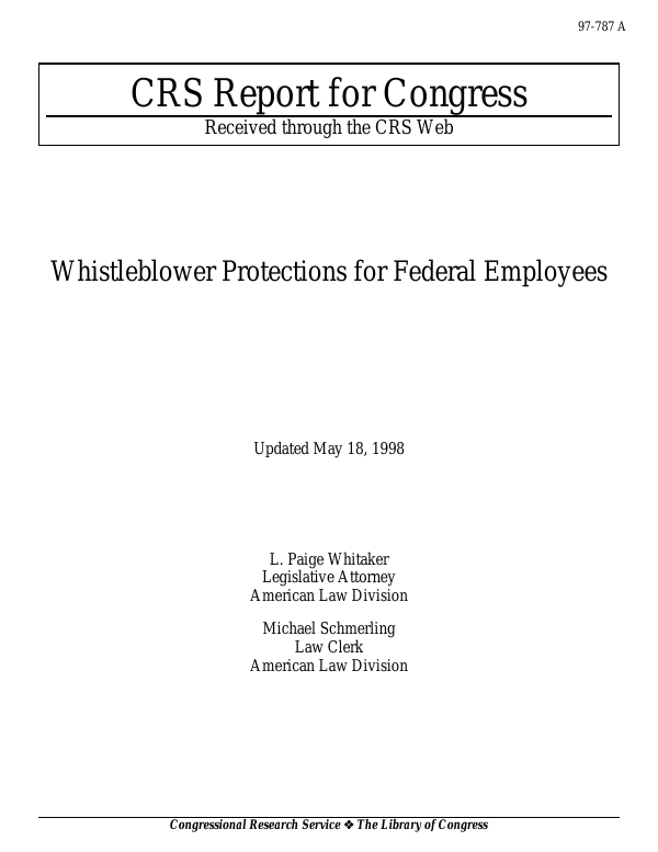 Whistleblower Protections for Federal Employees - EveryCRSReport.com