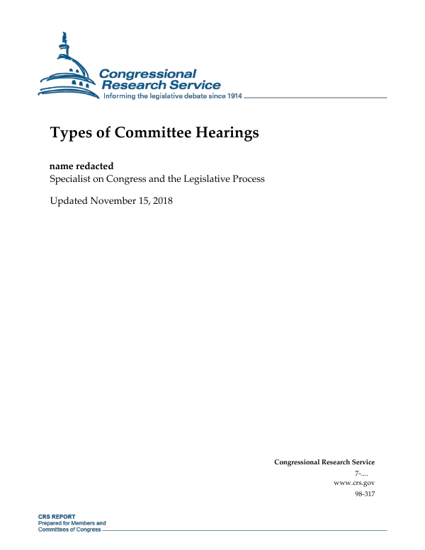 Types of Committee Hearings - EveryCRSReport.com