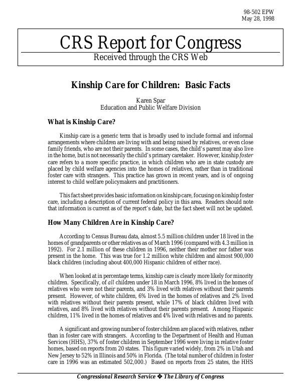 Kinship Care for Children: Basic Facts - EveryCRSReport.com