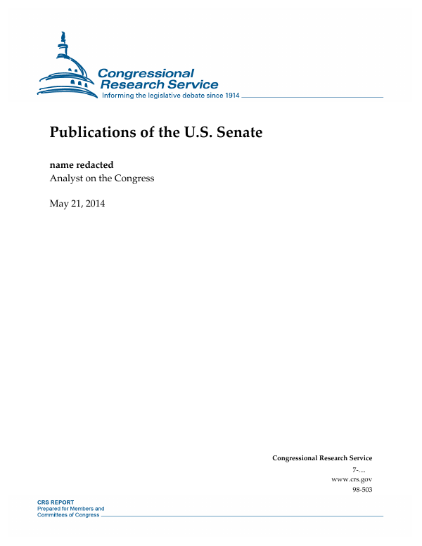Publications of the U.S. Senate - EveryCRSReport.com
