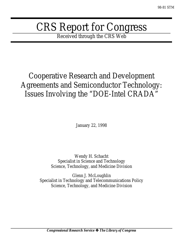 Cooperative Research and Development Agreements and Semiconductor ...