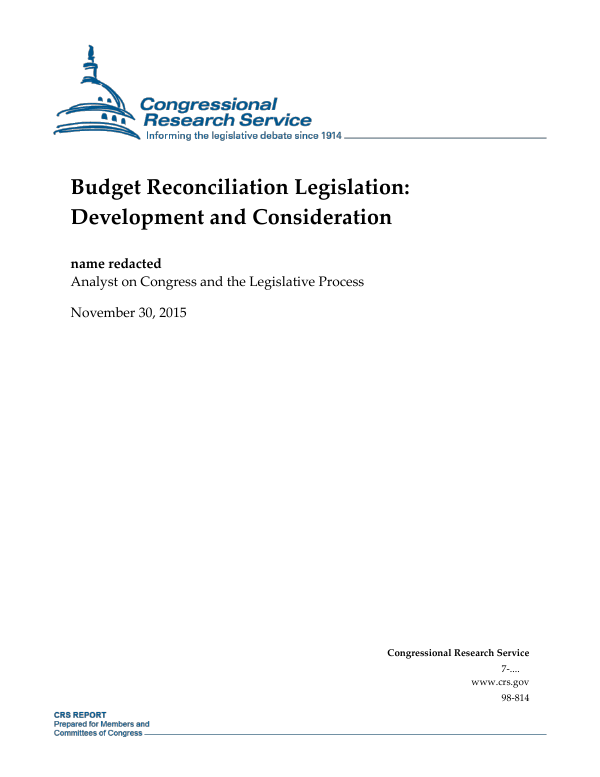 Budget Reconciliation Legislation: Development and Consideration ...