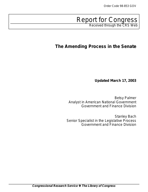 The Amending Process in the Senate - EveryCRSReport.com