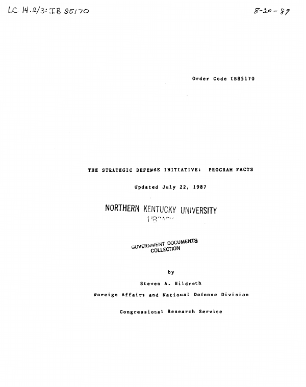 The Strategic Defense Initiative: Program Facts - EveryCRSReport.com