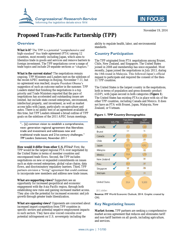 Proposed Trans-Pacific Partnership (TPP) - EveryCRSReport.com
