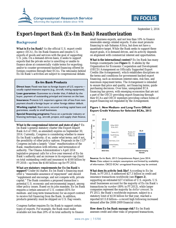 Export-Import Bank (Ex-Im Bank) Reauthorization - EveryCRSReport.com