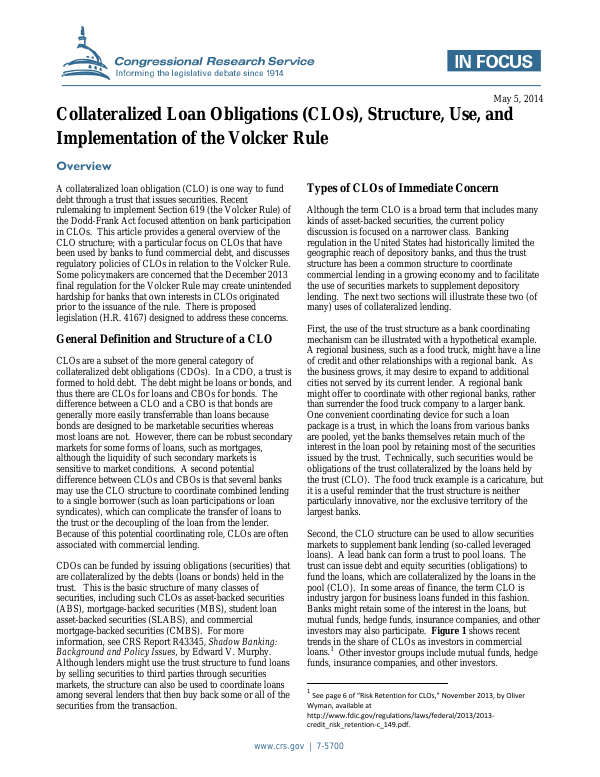 Collateralized Loan Obligations (CLOs), Structure, Use, and ...