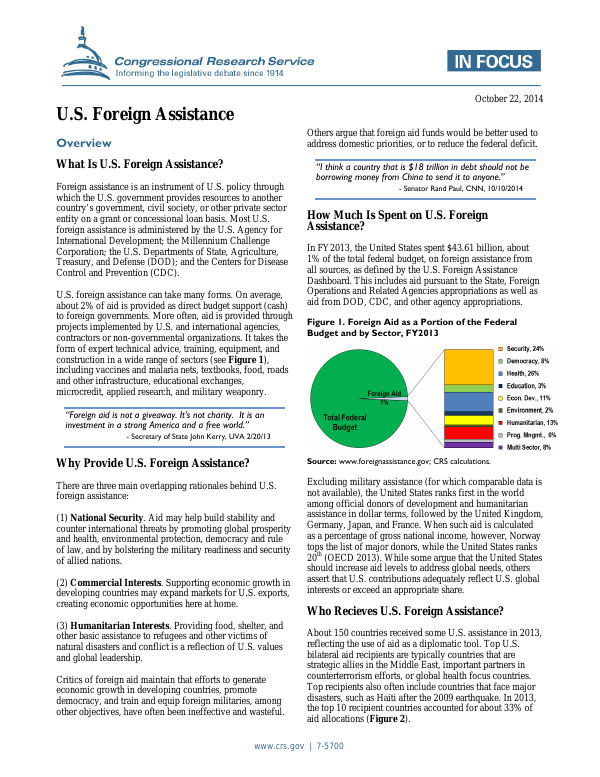 U.S. Foreign Assistance - EveryCRSReport.com