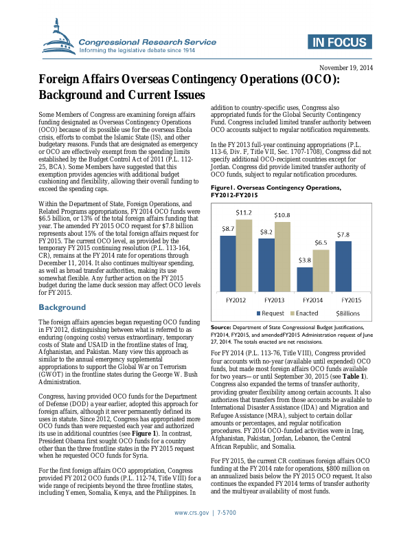Foreign Affairs Overseas Contingency Operations (OCO): Background and ...