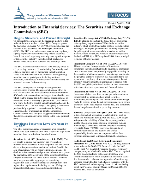 Introduction to Financial Services: The Securities and Exchange ...