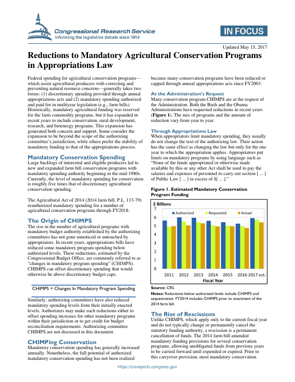 Reductions to Mandatory Agricultural Conservation Programs in ...