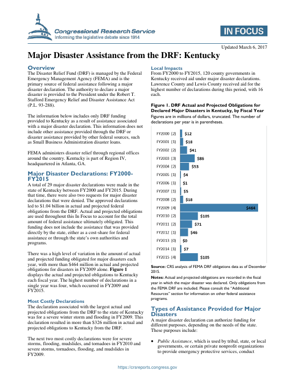 Major Disaster Assistance from the DRF: Kentucky - EveryCRSReport.com