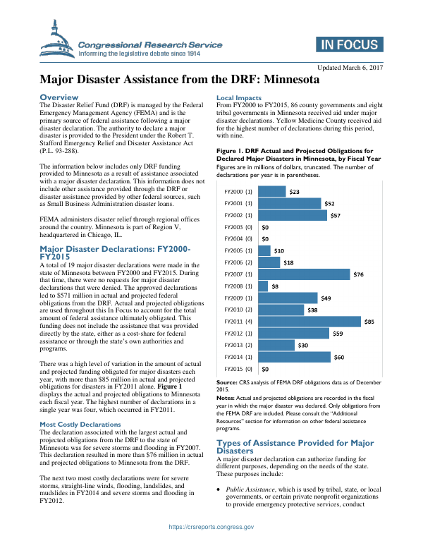 Major Disaster Assistance from the DRF: Minnesota - EveryCRSReport.com