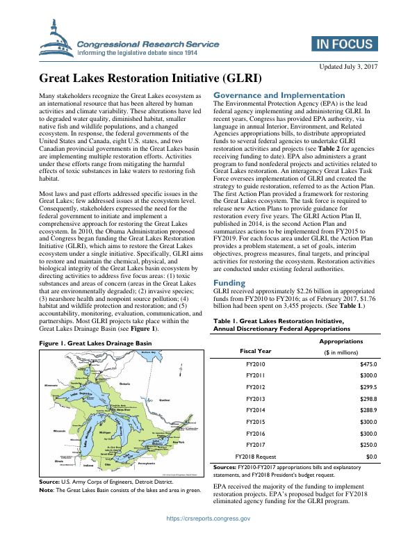 Great Lakes Restoration Initiative (GLRI) - EveryCRSReport.com