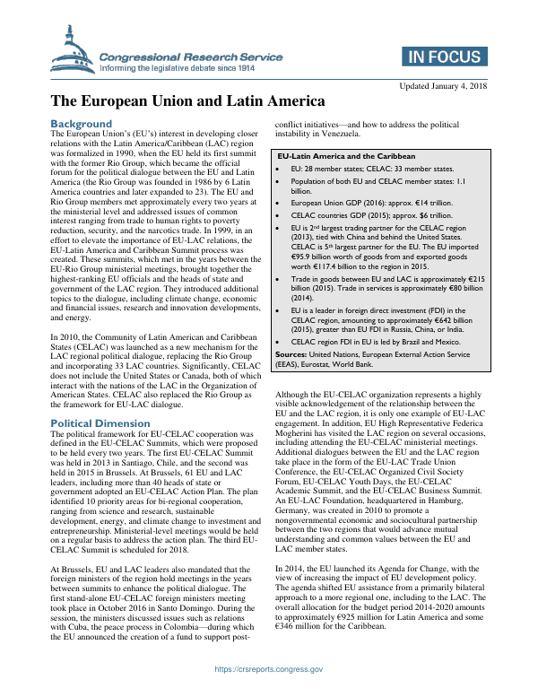 The European Union and Latin America - EveryCRSReport.com
