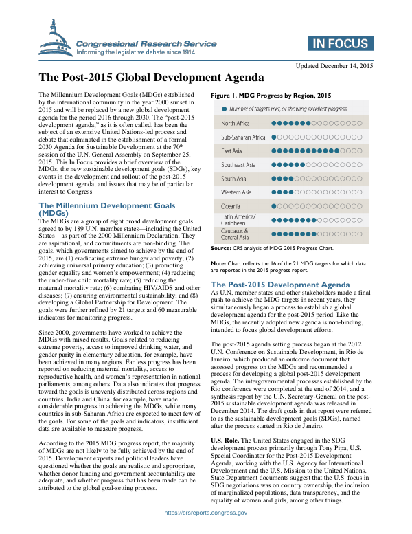 The Post-2015 Global Development Agenda - EveryCRSReport.com