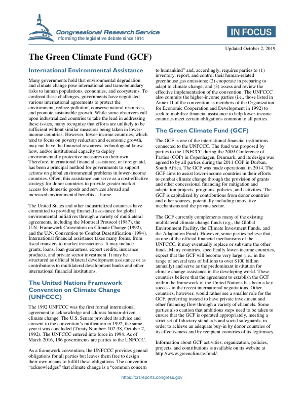 The Green Climate Fund (GCF) - EveryCRSReport.com