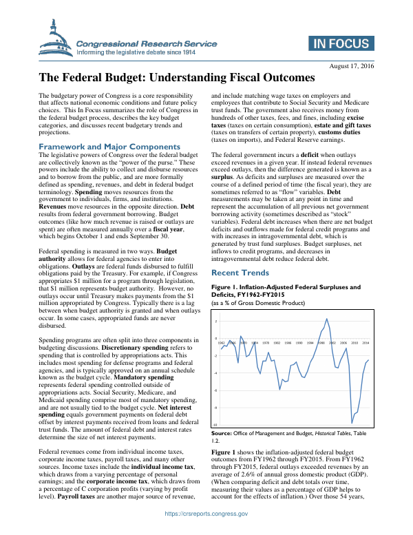 The Federal Budget: Understanding Fiscal Outcomes - EveryCRSReport.com