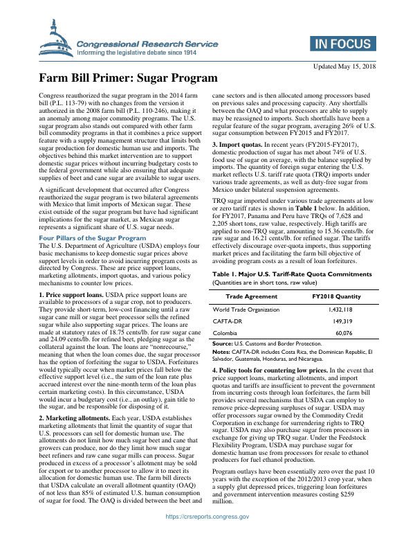 Farm Bill Primer: Sugar Program - EveryCRSReport.com