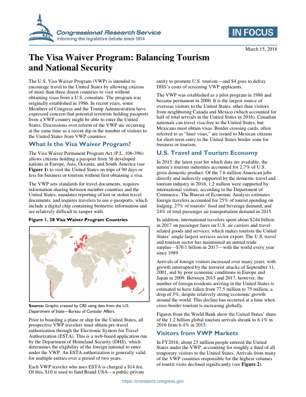 The Visa Waiver Program: Balancing Tourism and National Security ...