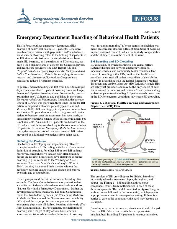 Emergency Department Boarding of Behavioral Health Patients ...