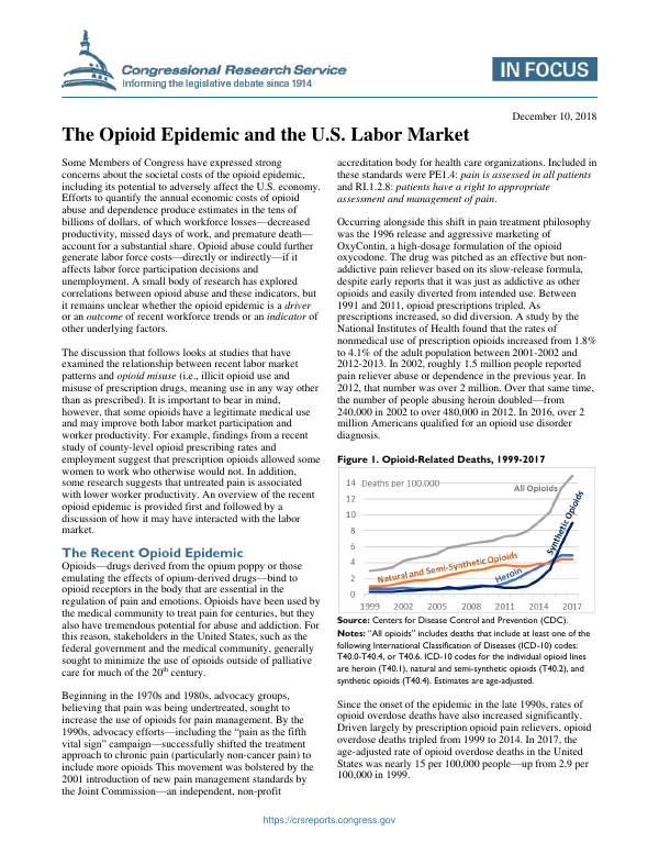 The Opioid Epidemic and the U.S. Labor Market - EveryCRSReport.com