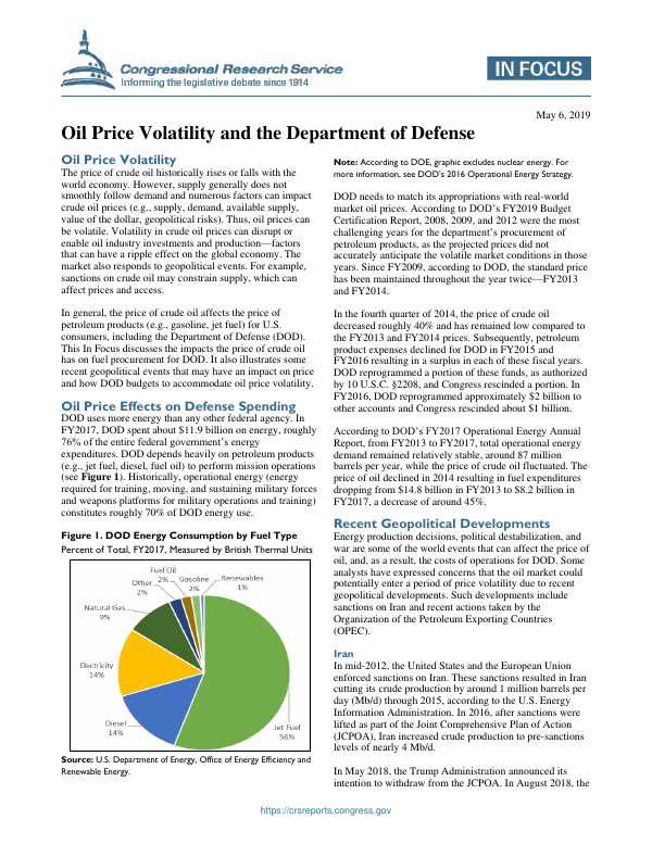 Oil Price Volatility and the Department of Defense - EveryCRSReport.com
