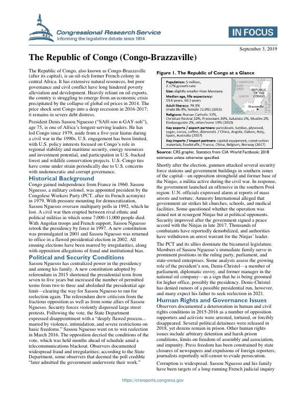 The Republic of Congo (Congo-Brazzaville) - EveryCRSReport.com