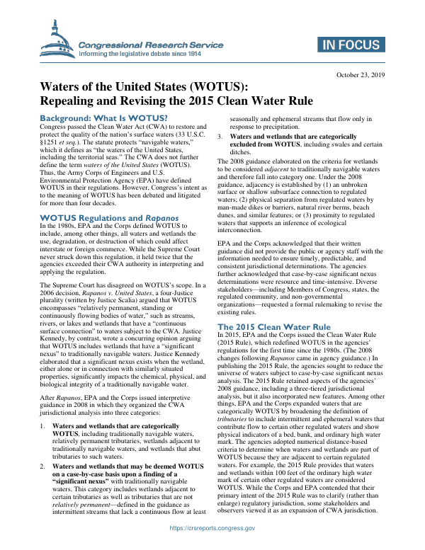 Waters of the United States (WOTUS): Repealing and Revising the 2015 ...