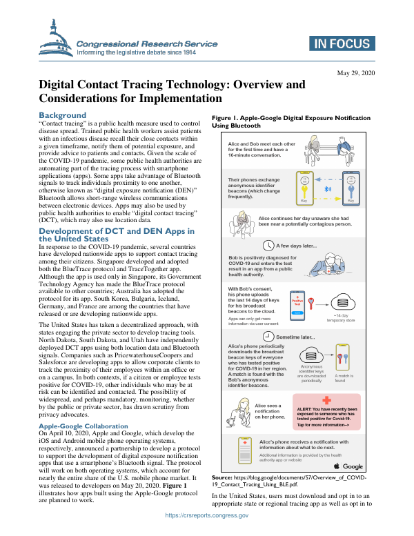 Digital Contact Tracing Technology: Overview and Considerations for ...