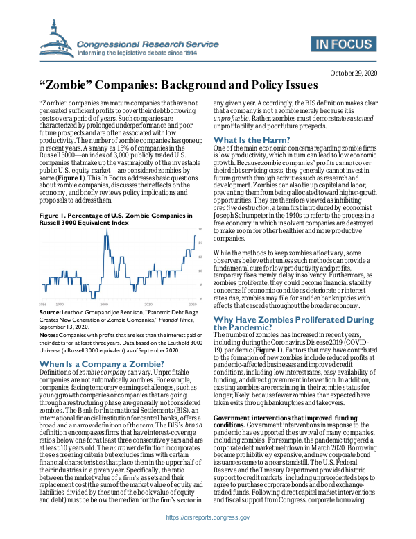 “Zombie” Companies: Background and Policy Issues - EveryCRSReport.com