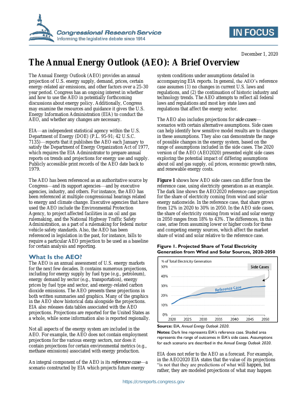 The Annual Energy Outlook (AEO): A Brief Overview - EveryCRSReport.com