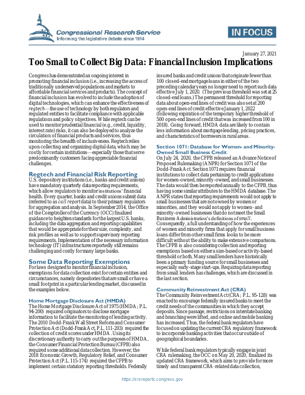 Too Small to Collect Big Data: Financial Inclusion Implications ...