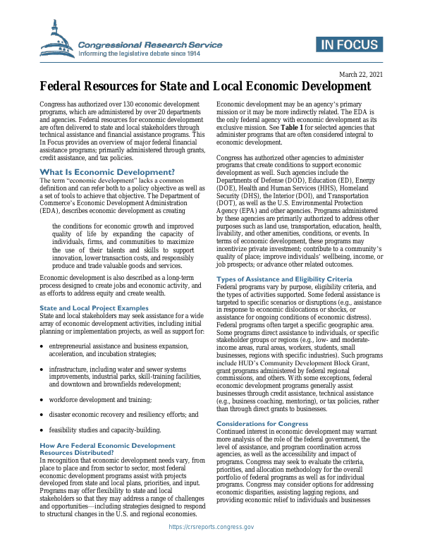 Federal Resources for State and Local Economic Development ...