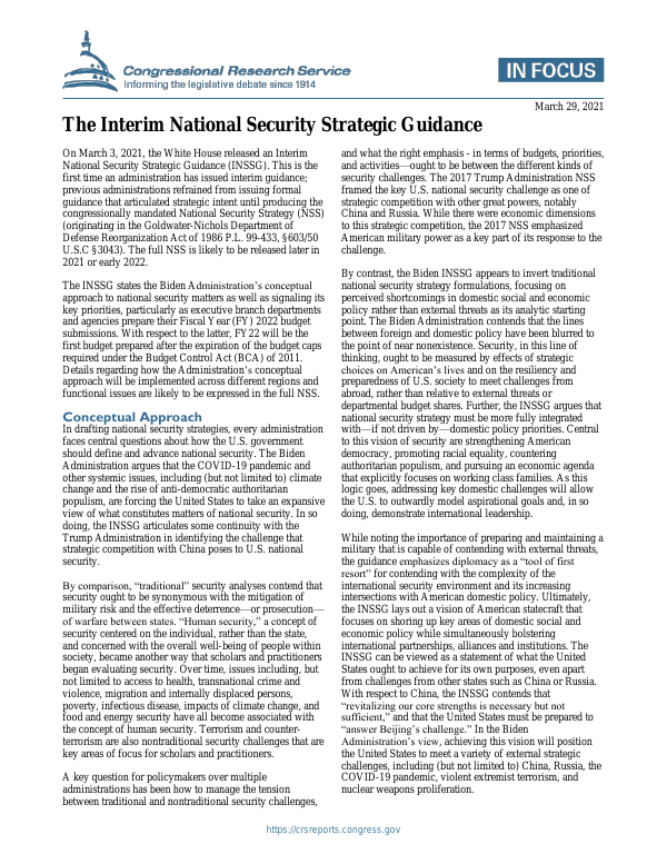 The Interim National Security Strategic Guidance - EveryCRSReport.com