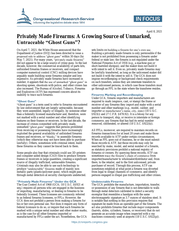 Privately Made Firearms: A Growing Source of Unmarked, Untraceable ...