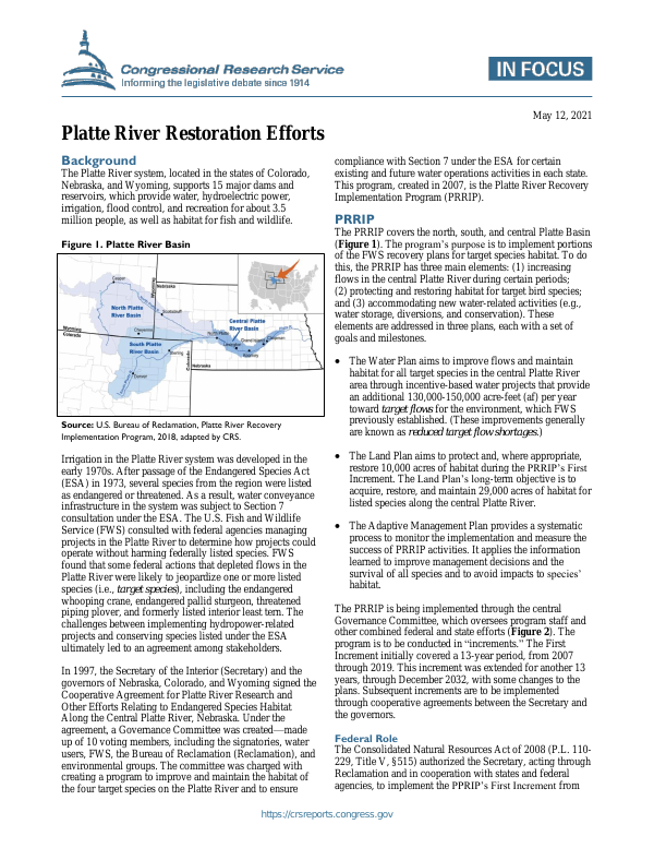 Platte River Restoration Efforts - EveryCRSReport.com