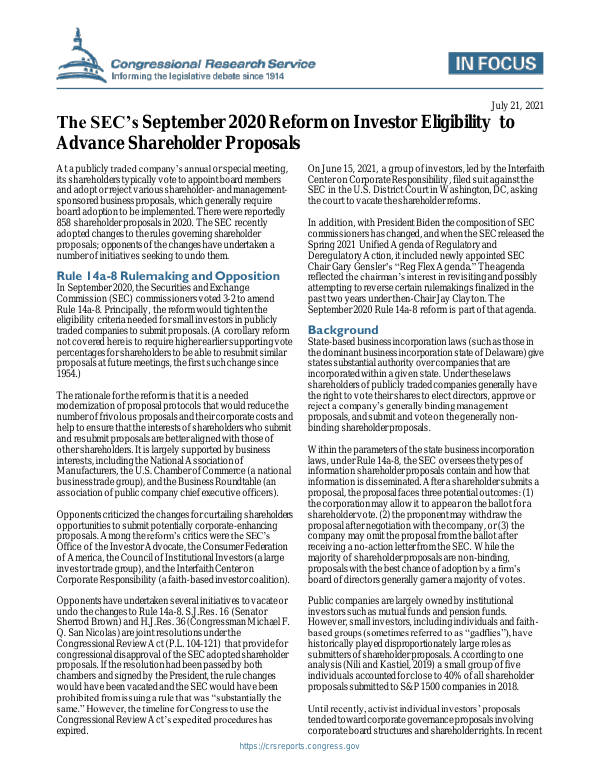 The SEC’s September 2020 Reform on Investor Eligibility to Advance ...