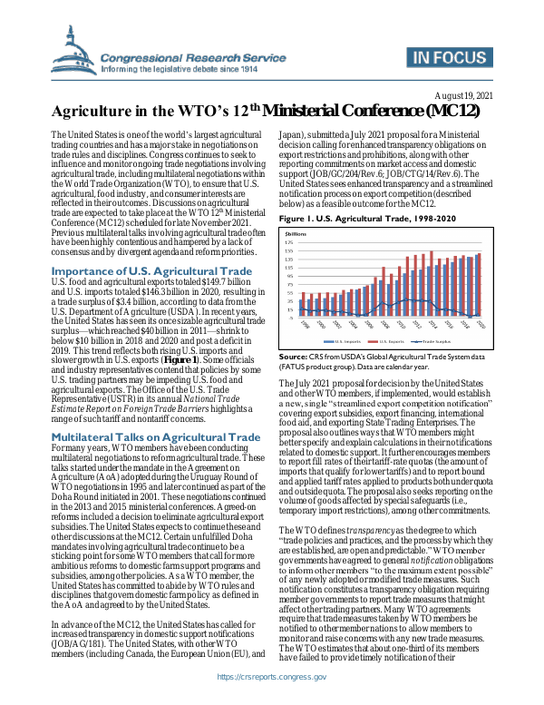 Agriculture in the WTO’s 12th Ministerial Conference (MC12 ...