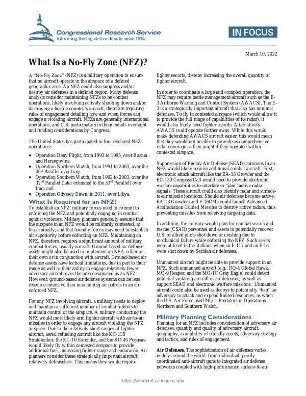 What Is a No-Fly Zone (NFZ)? - EveryCRSReport.com