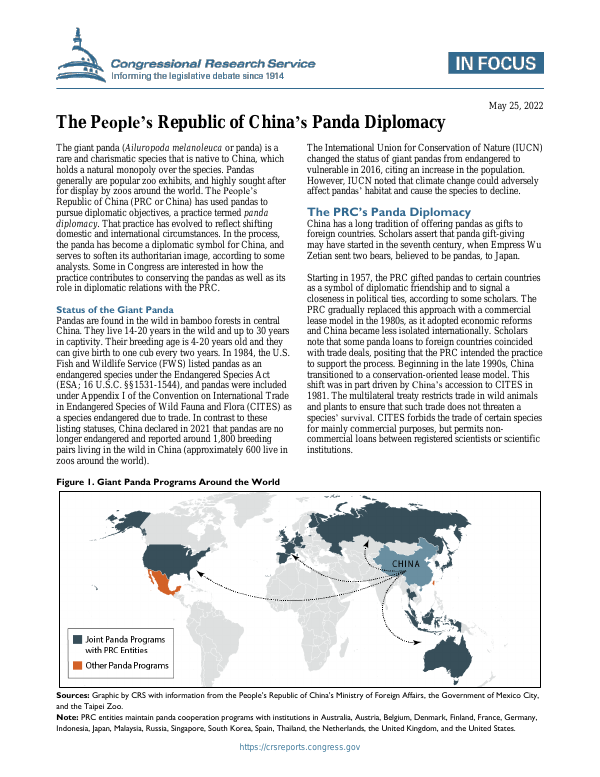 The People’s Republic of China’s Panda Diplomacy - EveryCRSReport.com
