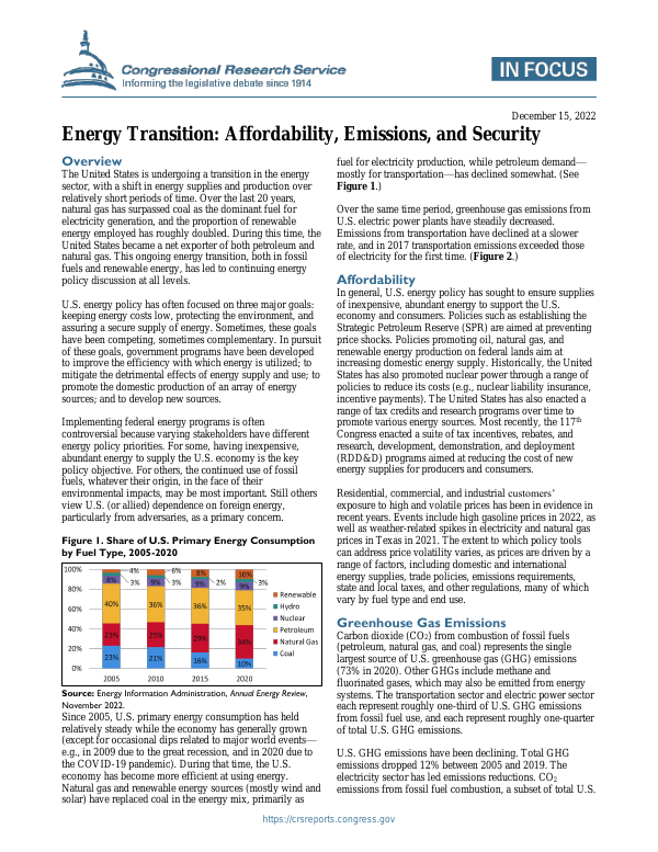 Energy Transition: Affordability, Emissions, and Security ...